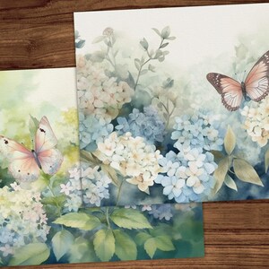 20 X Hydrangea Garden Printable Paper, Floral Digital Papers, Hydrangea ...