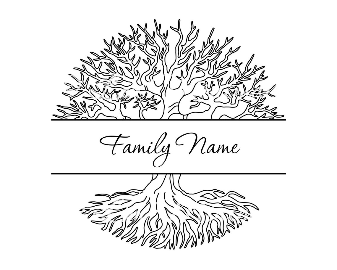 Hand-drawn Tree of Life SVG Clipart, Family Name, Split Tree Vector ...