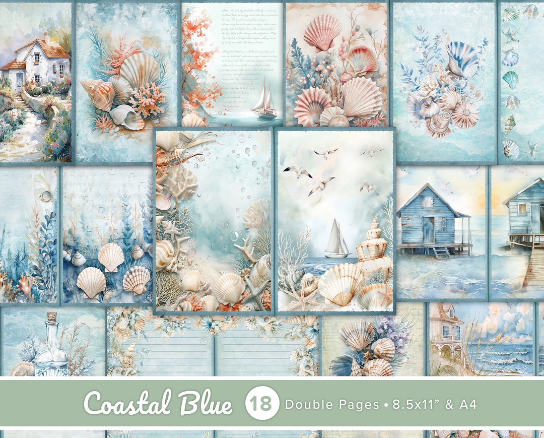 Coastal Blue Double Journal Pages, Coastal Journal, Ocean Scrapbook ...