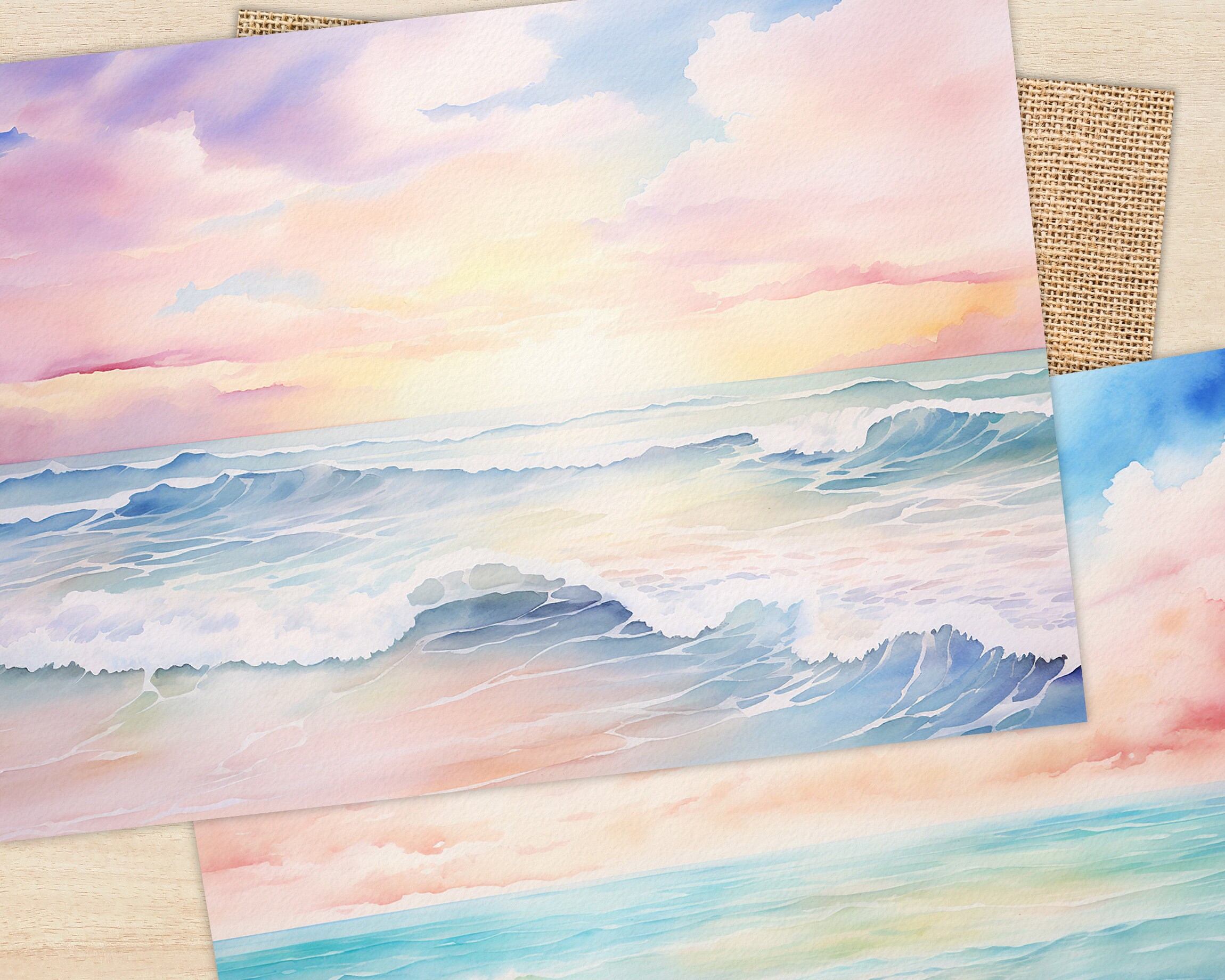 20 X Seascape Digital Papers, Scrapbook Background, Relaxing Beach ...