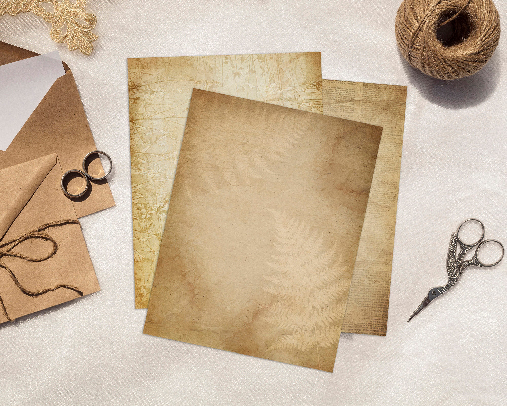 20 X Printable Tea Stain Papers, Coffee Dyed Paper Style, Shabby ...