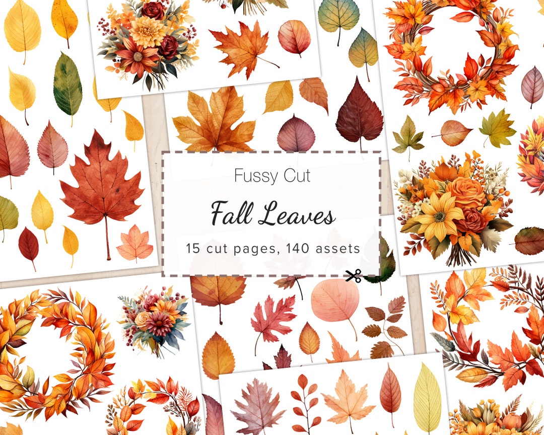 Fussy Cuts Fall Leaves, Printable Junk Journal Ephemera, Autumn Leaf ...