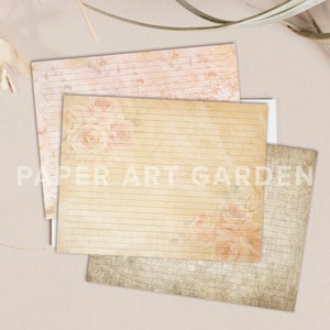 Lined Journal Pages, 20 Printable Vintage Journal Paper, Floral Writing ...