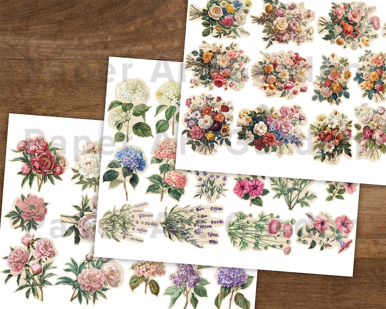 Fussy Cut Vintage Flowers, Junk Journal Flowers Ephemera, Vintage ...