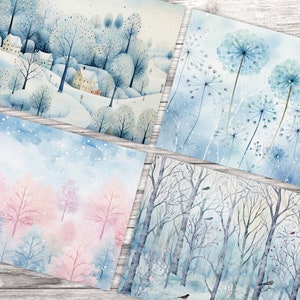20 X Winter Scenes Digital Papers, Winter Scrapbook Paper, Junk Journal ...