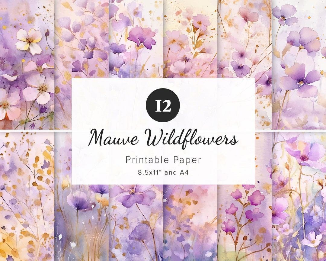 12 Watercolor Wildflowers Digital Papers, Floral Medley Pattern ...