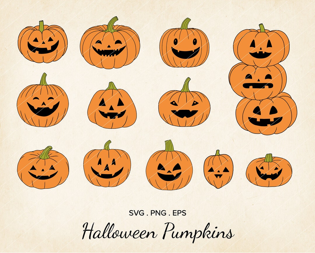 Halloween Pumpkin SVG Clipart, Jack O Lantern Svg, Pumpkin Lanterns Eps ...