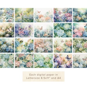 20 X Hydrangea Garden Printable Paper, Floral Digital Papers, Hydrangea ...