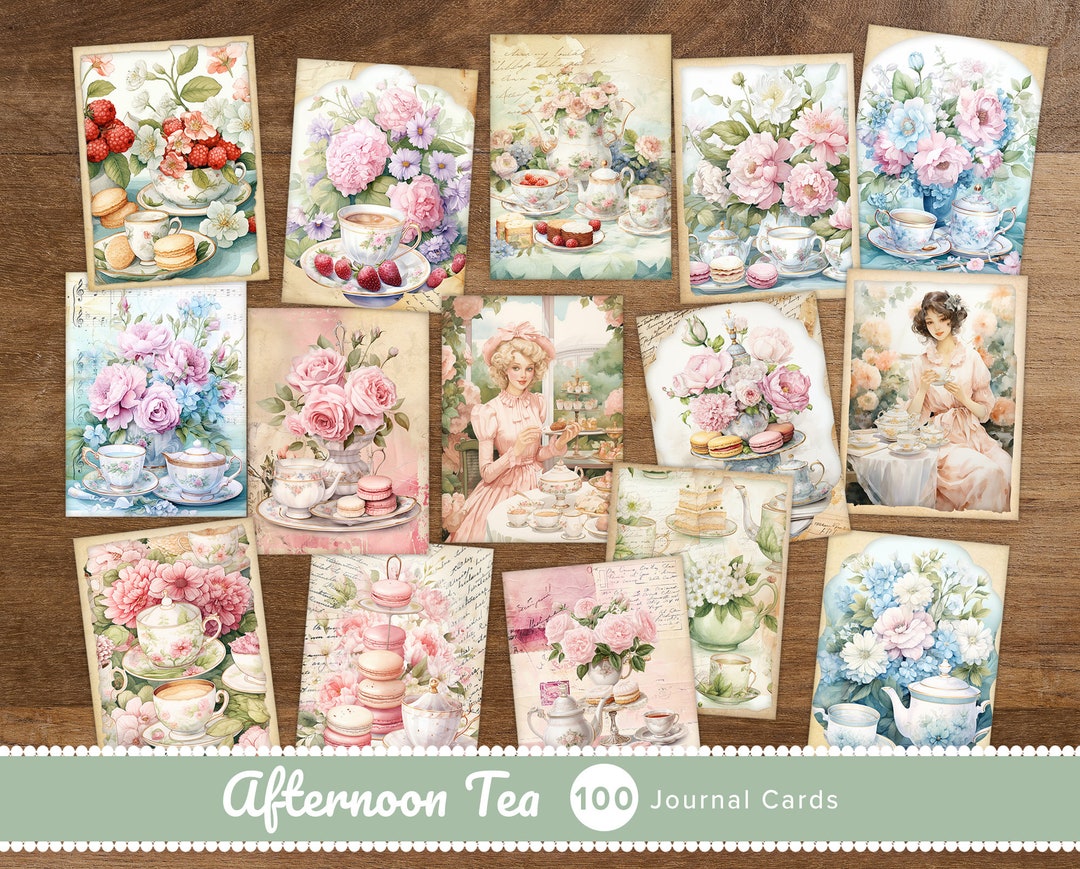 Afternoon Tea Ephemera Cards, High Tea Scrapbook Ephemera, Afternoon ...