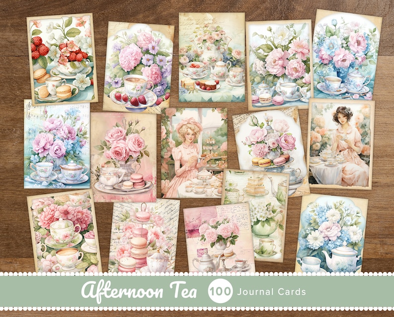 Afternoon Tea Ephemera Cards, High Tea Scrapbook Ephemera, Afternoon ...