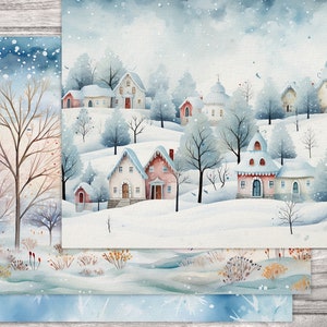 20 X Winter Scenes Digital Papers, Winter Scrapbook Paper, Junk Journal ...