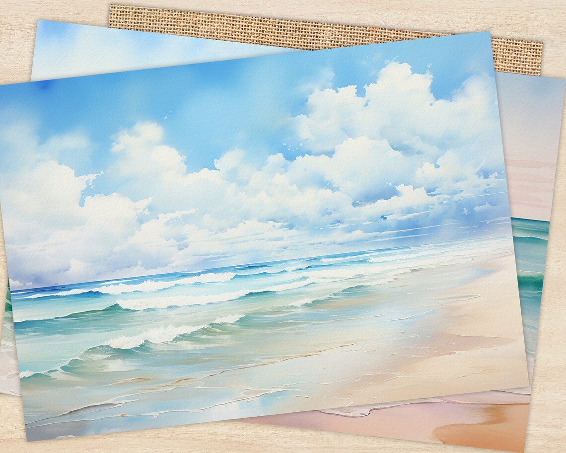 20 X Seascape Digital Papers, Scrapbook Background, Relaxing Beach ...