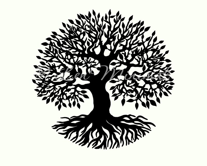 Hand-drawn Tree of Life SVG Clipart, Family Name, Split Tree Vector ...