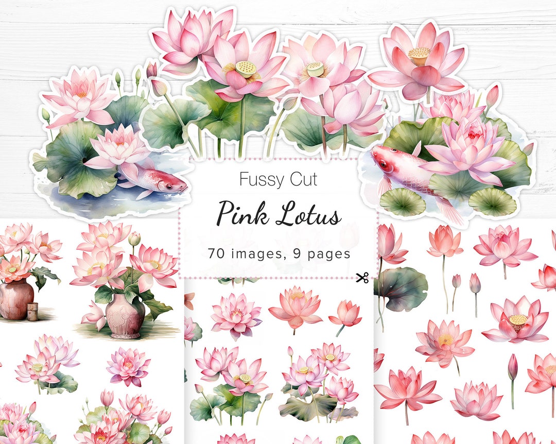 Fussy Cut Pink Lotus, Junk Journal Ephemera, Scrapbook, Lotus Flowers ...