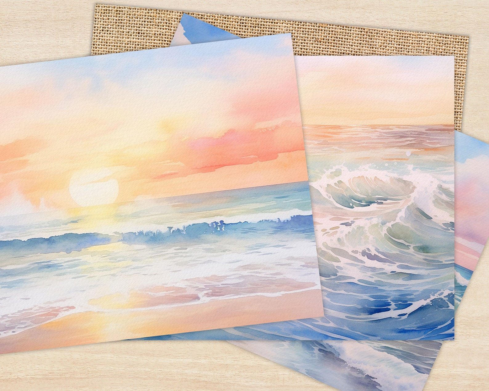 20 X Seascape Digital Papers, Scrapbook Background, Relaxing Beach ...