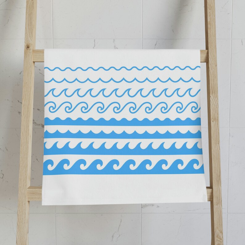 Ocean Wave Hand Towel, Nautical Bathroom Towel, Beach Hand Towel, Bath ...