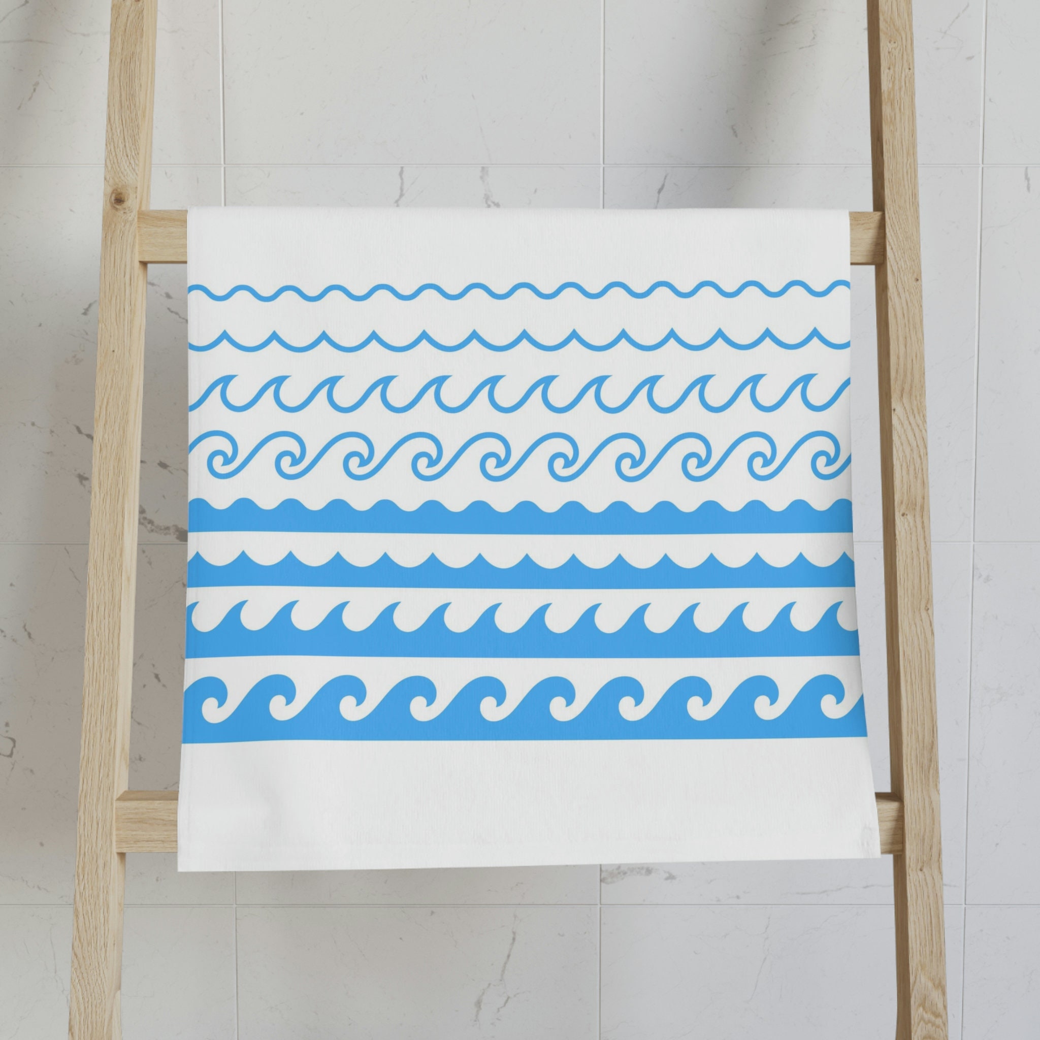 Ocean Wave Hand Towel, Nautical Bathroom Towel, Beach Hand Towel, Bath ...