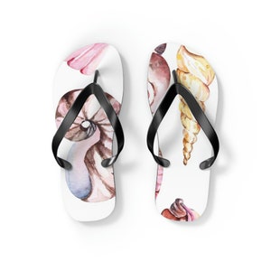 Beach Themed Flip Flops, Seashell Beach Style Flip Flops, Beach ...