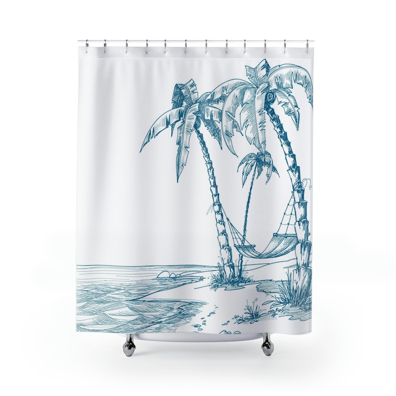 Palm Tree Shower Curtain Cute Beach Bathroom Shower Curtain - Etsy