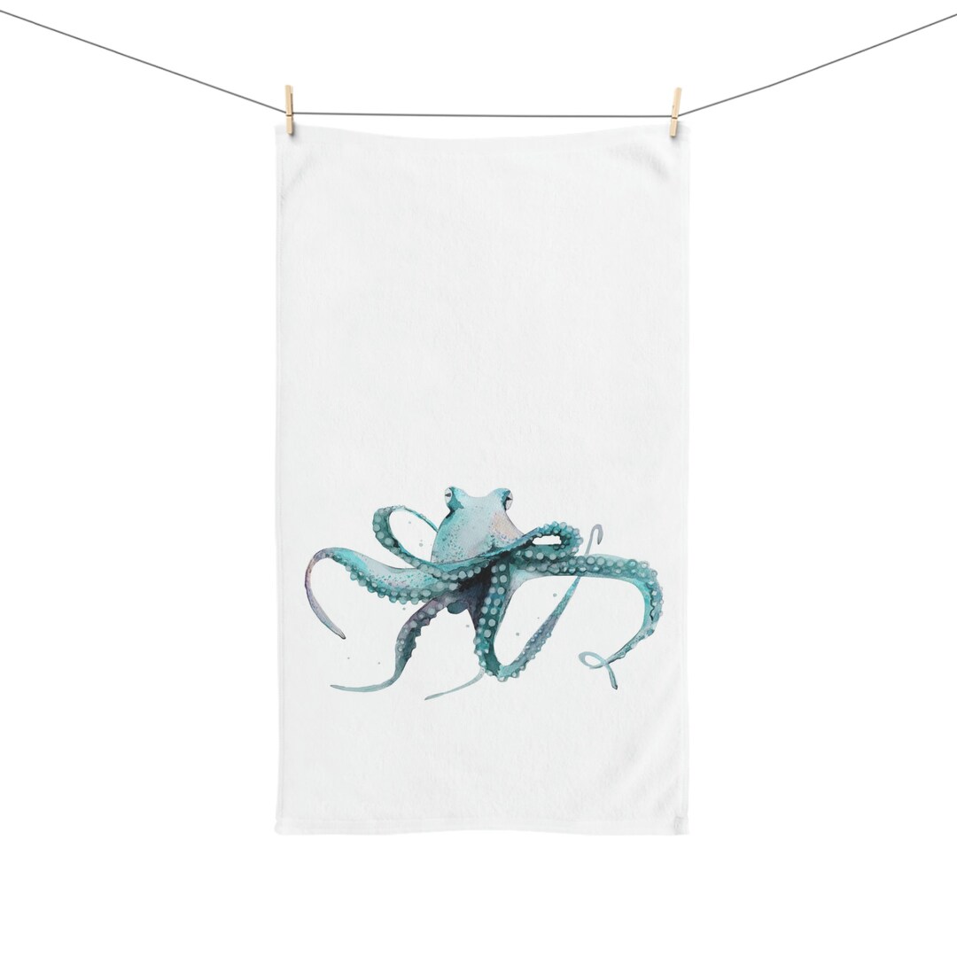 Octopus Hand Towel, Nautical Bathroom Towel, Beach Hand Towel, Bath ...