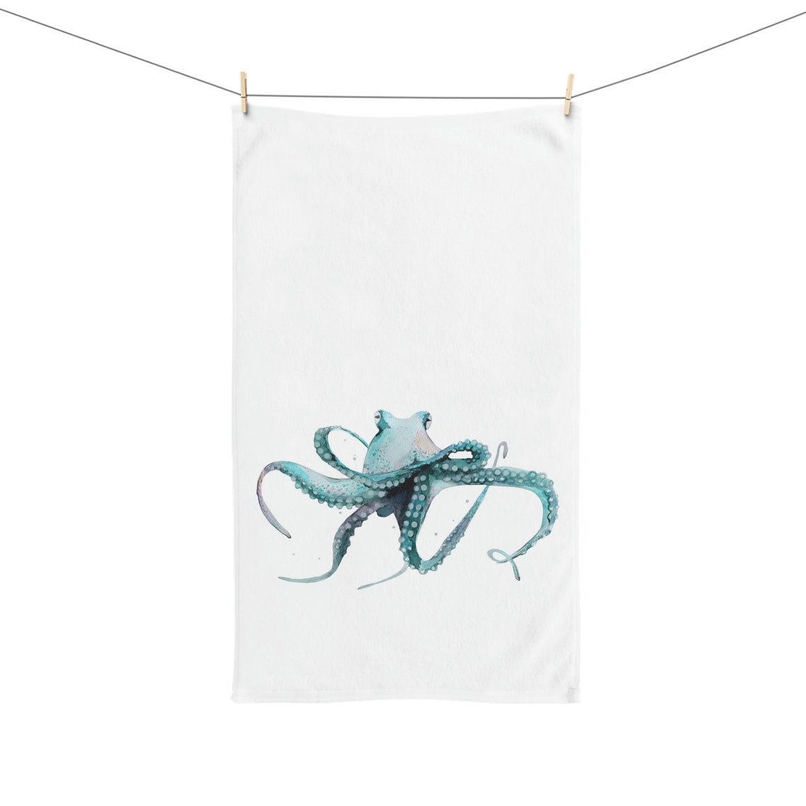 Octopus Hand Towel, Nautical Bathroom Towel, Beach Hand Towel, Bath ...