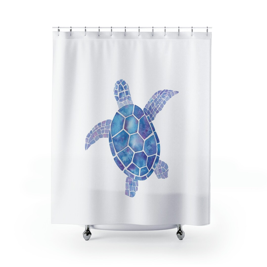 Sea Turtle Shower Curtain, Cute Beach Bathroom Shower Curtain, Cool ...