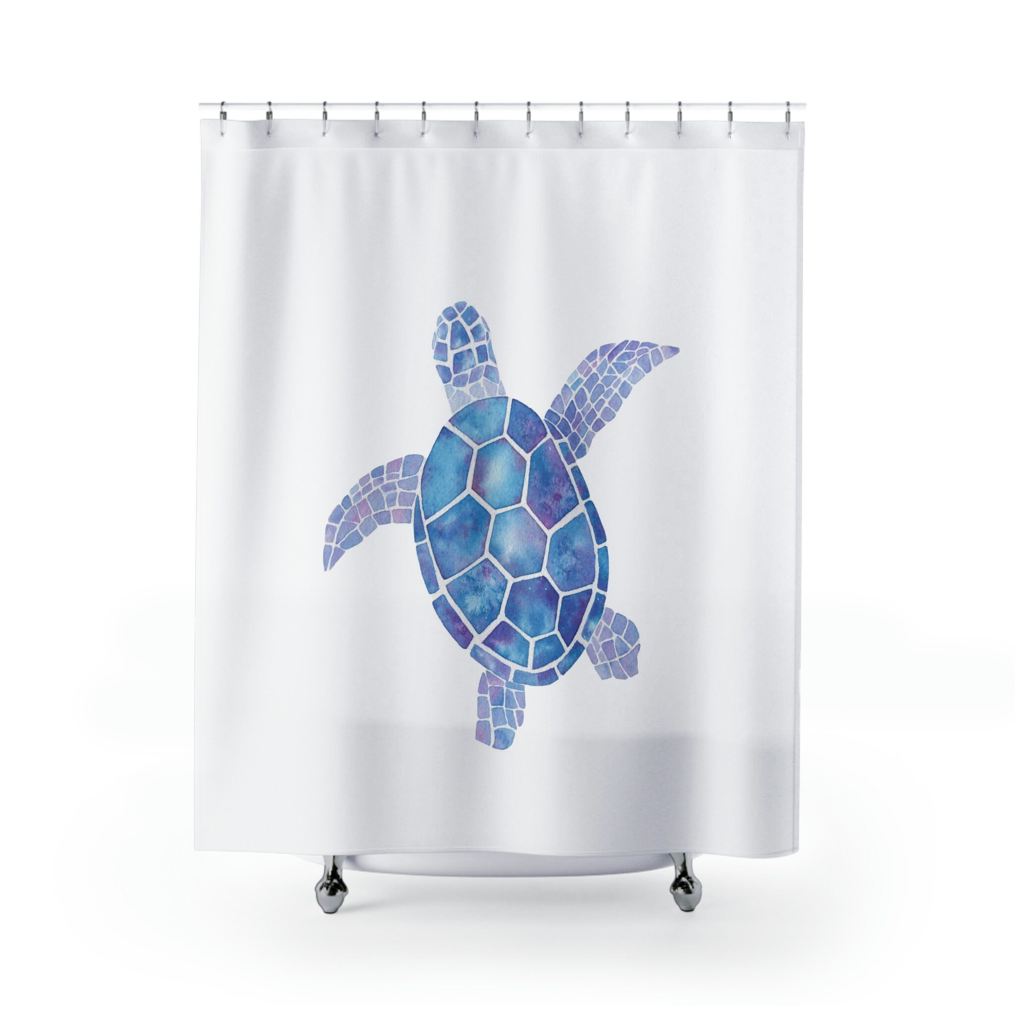 Sea Turtle Shower Curtain, Cute Beach Bathroom Shower Curtain, Cool ...