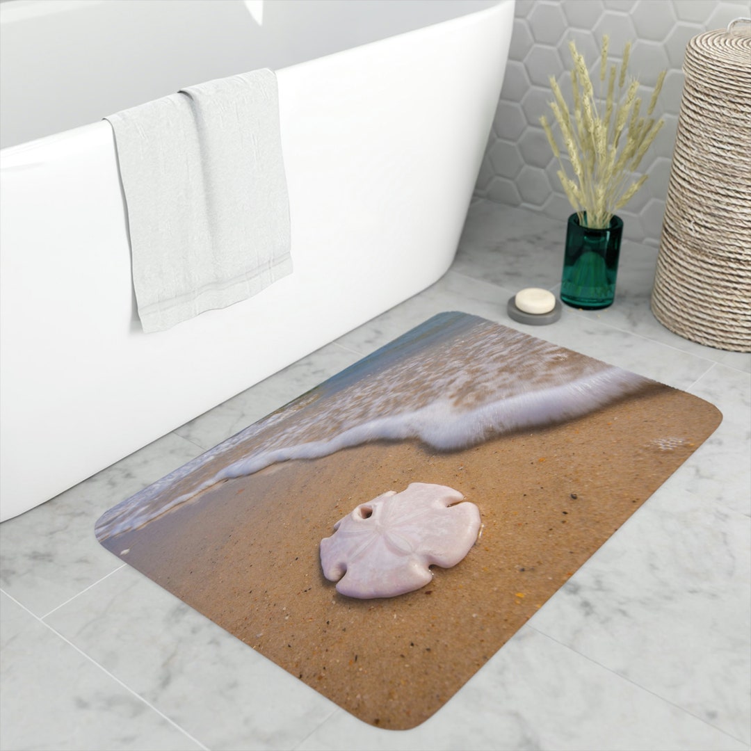 Sand Dollar Bath Mat, Nautical Bathroom Memory Foam Floor Mat, Cute ...