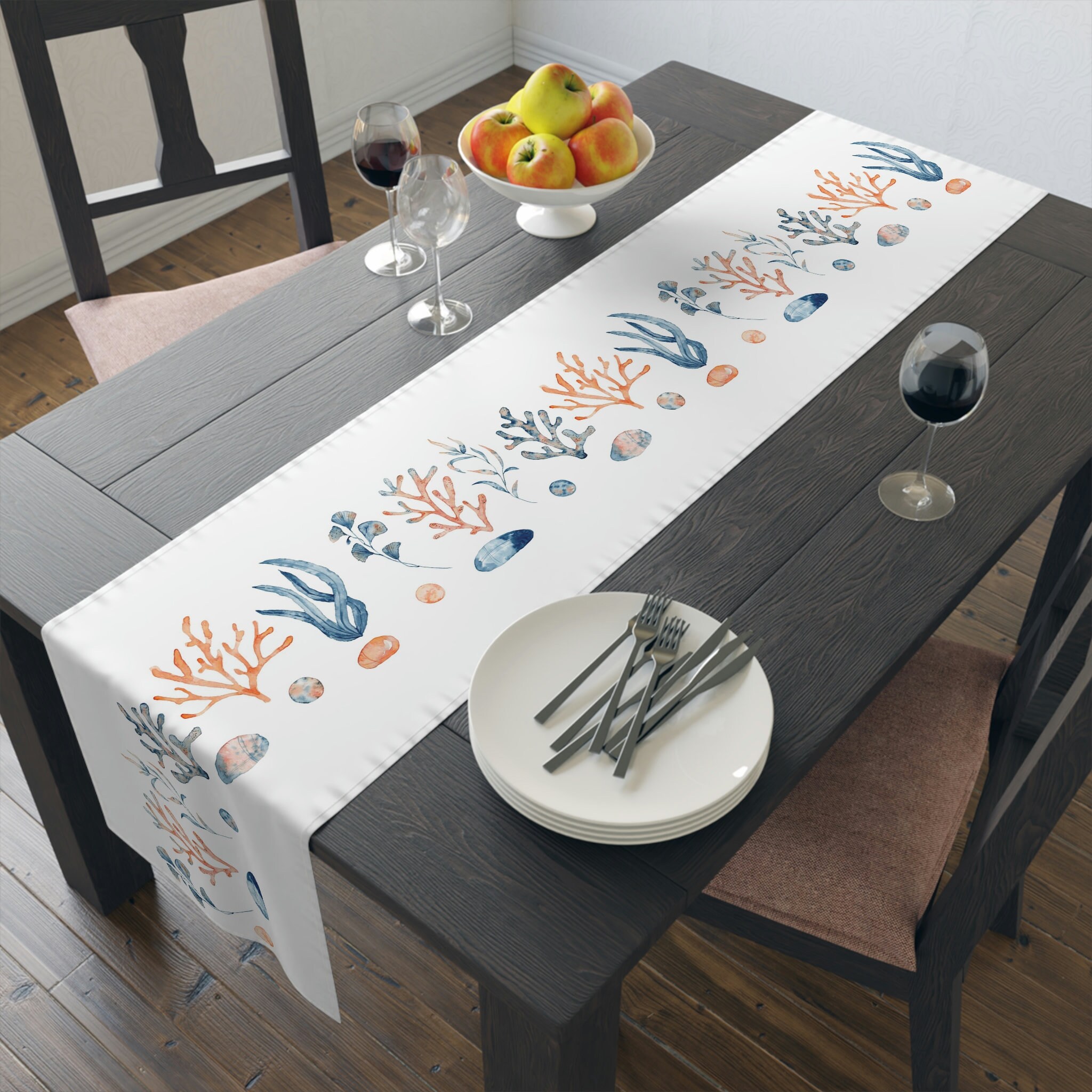 Coastal Table Runner, Modern Beachhouse Table Runner, Easter Holiday ...