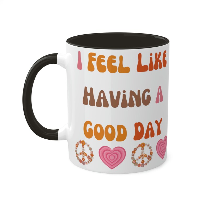 Good Vibes Boho Coffee Mug, Peace Sign Heart Coffee Mug, Gift Coffee ...