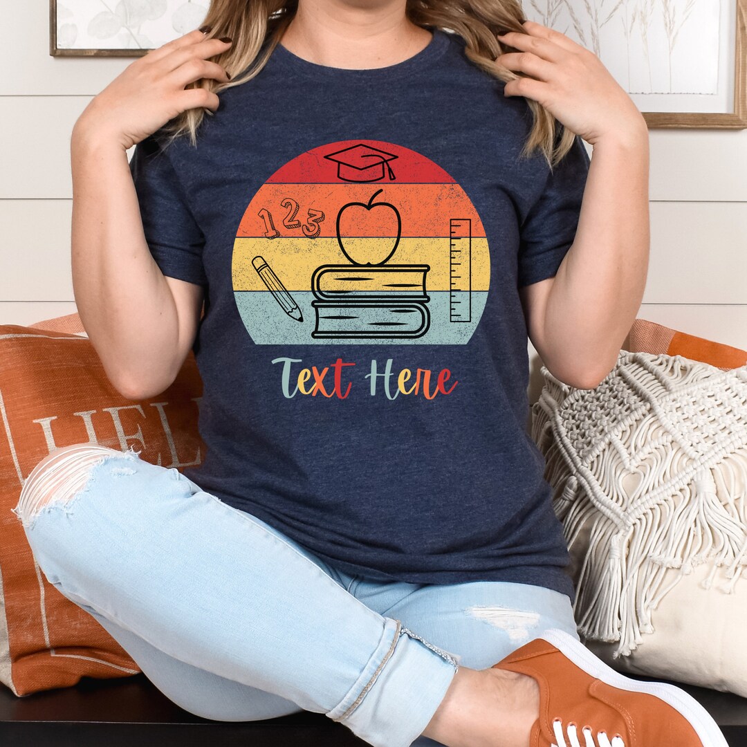 Personalized Teacher Name T-shirt, Retro Sunset Jeans Day Teacher Name ...