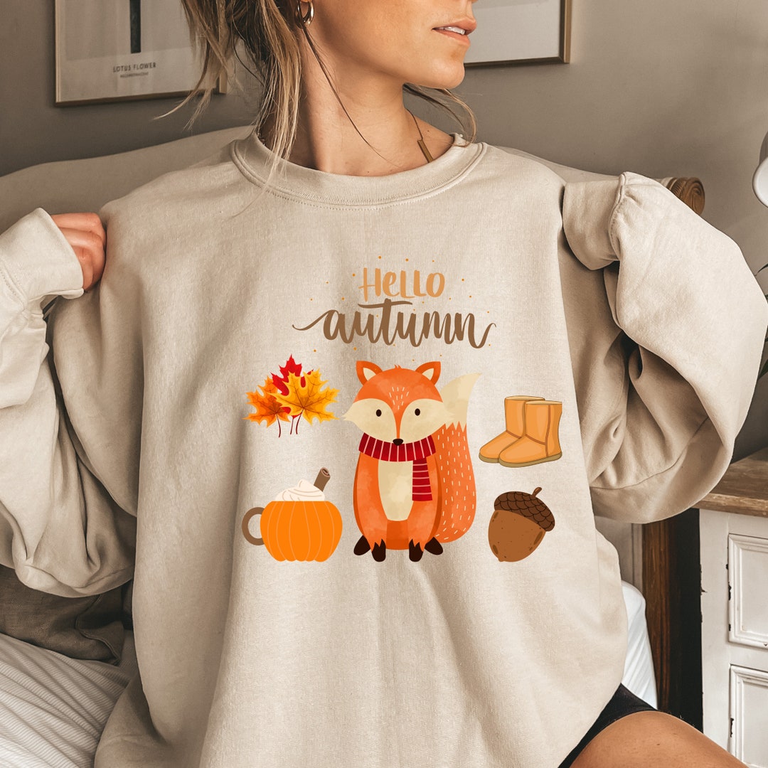 Fall Sweatshirt, Cute Fall Sweater for Women, Fall Themed Fox Sweatshirt, Fall Themed Sweater ...