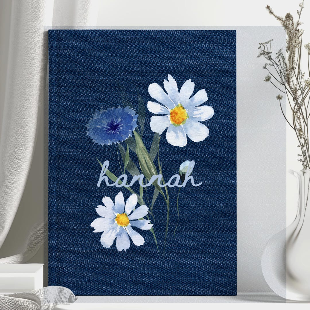 Personalized Wildflower Journal, Custom Notebook, Denim Monogram ...