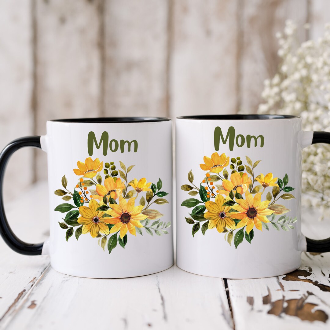 Cute Mother's Day Coffee Mug, Mom Wildflowers Coffee Mug, Sunflower ...