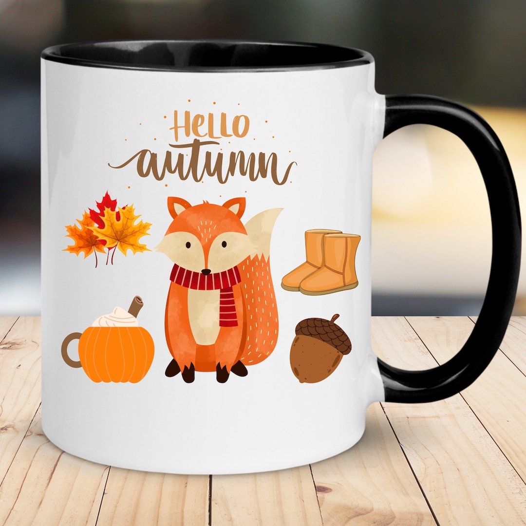Fall Fox Leaves Boots Coffee Mug Autumn Themed Coffee Cup - Etsy