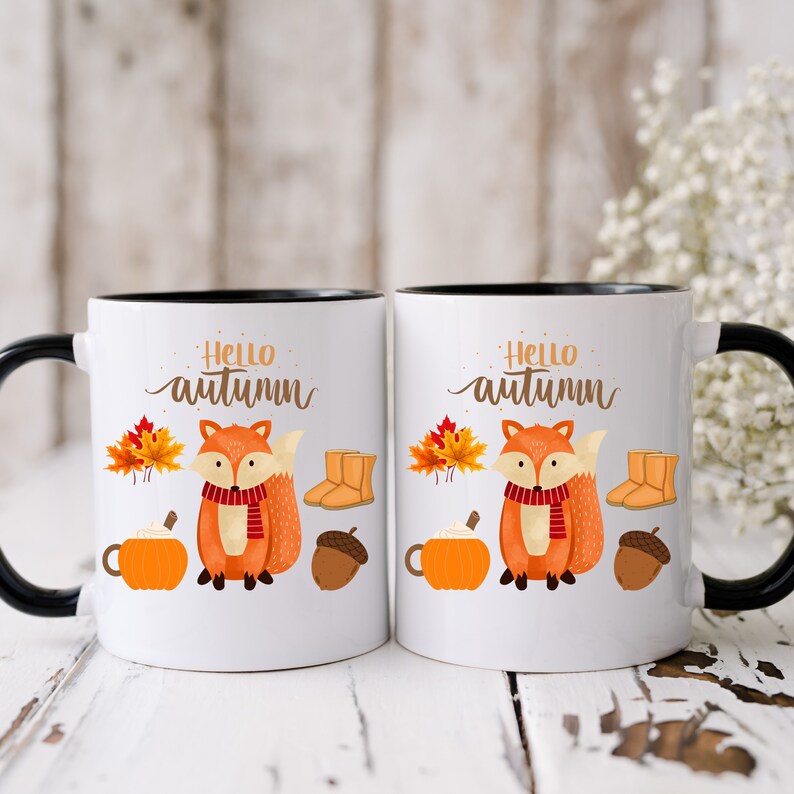 Fall Fox Leaves Boots Coffee Mug Autumn Themed Coffee Cup - Etsy