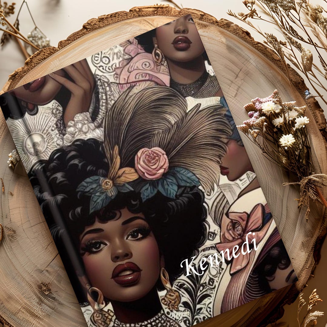 Personalized Gift, Coquette Black Woman Journal, Custom Beautiful Woman ...