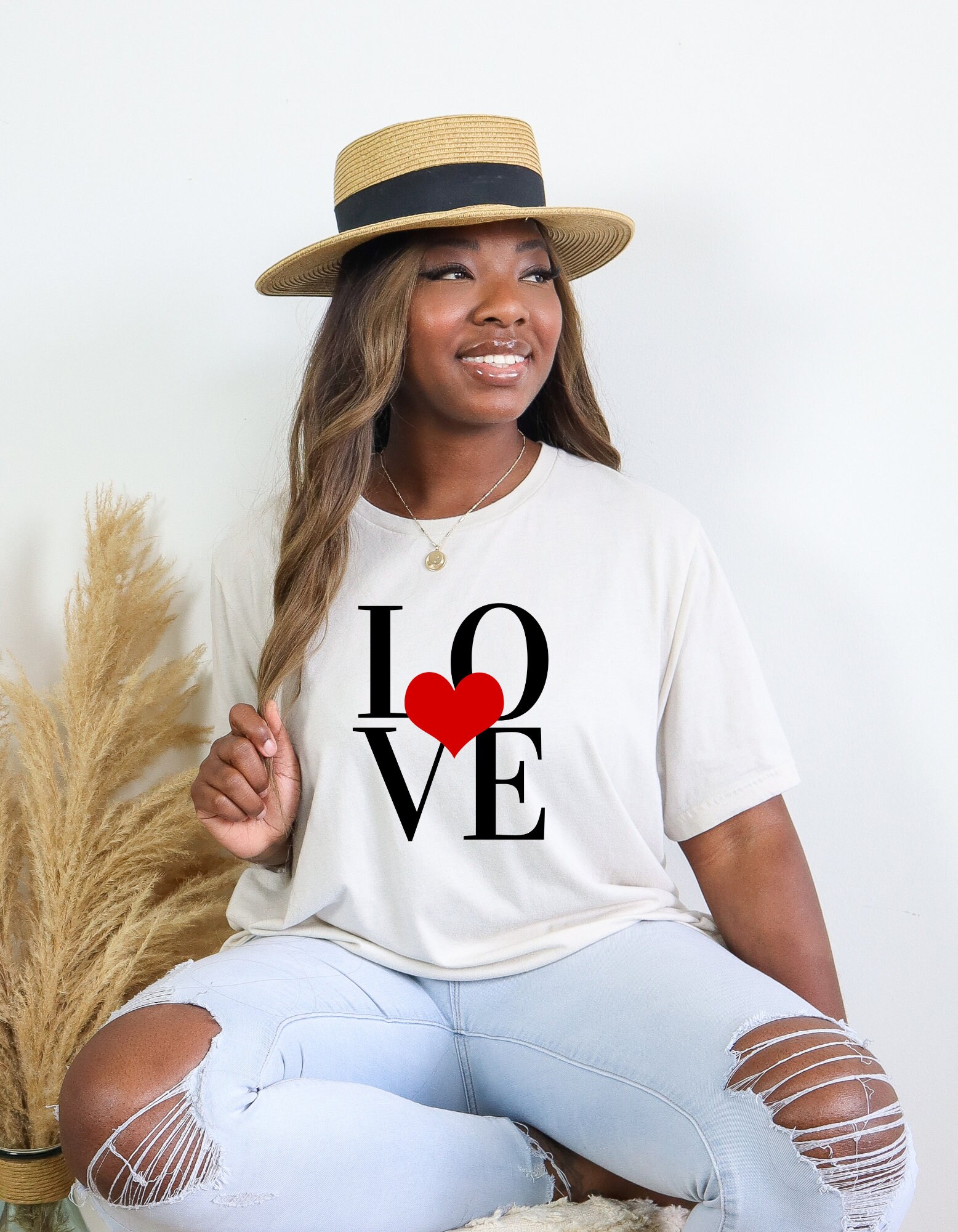 Valentine's Day Red Heart T-shirt White, Love Heart Coffee Tee, T-shrit ...