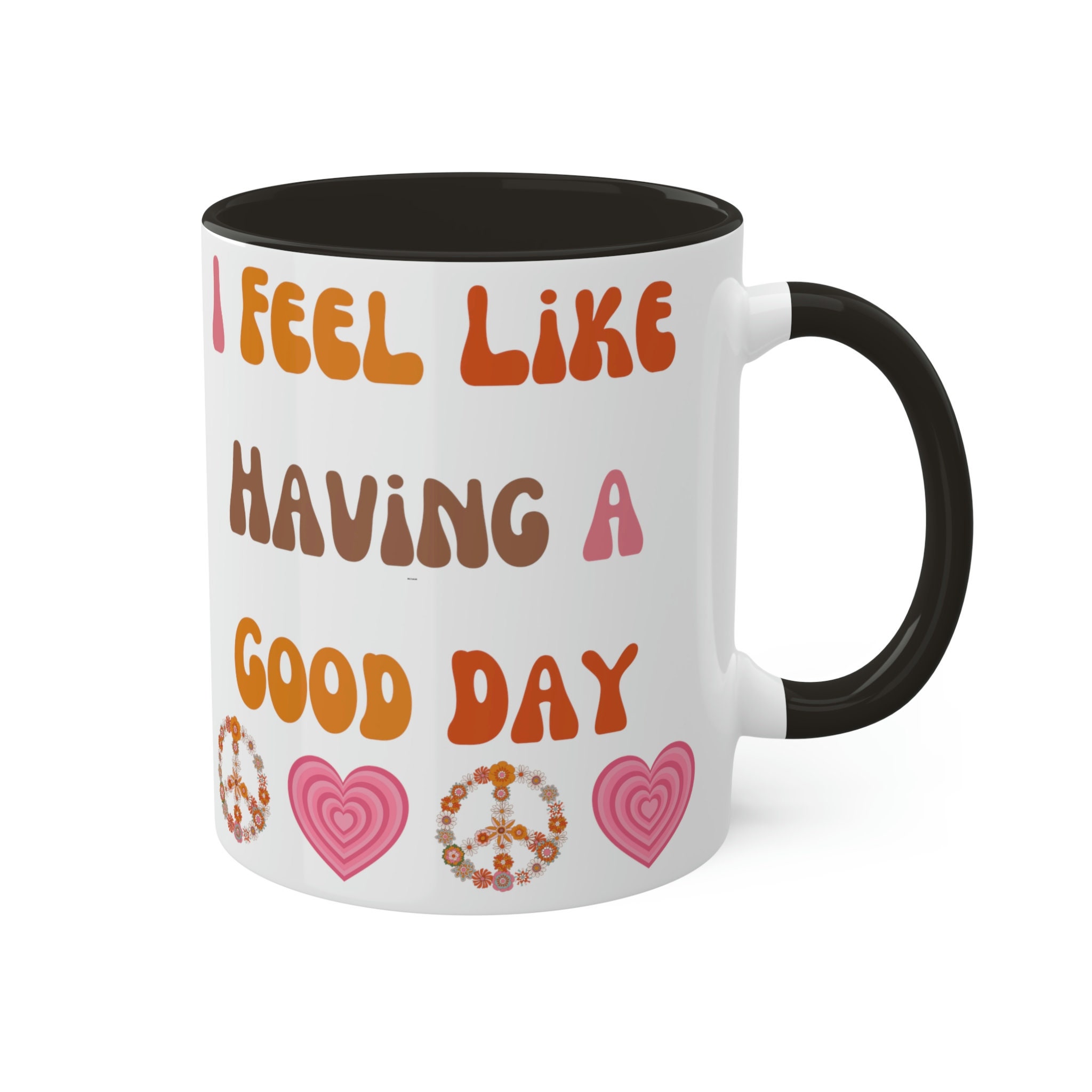 Good Vibes Boho Coffee Mug, Peace Sign Heart Coffee Mug, Gift Coffee ...
