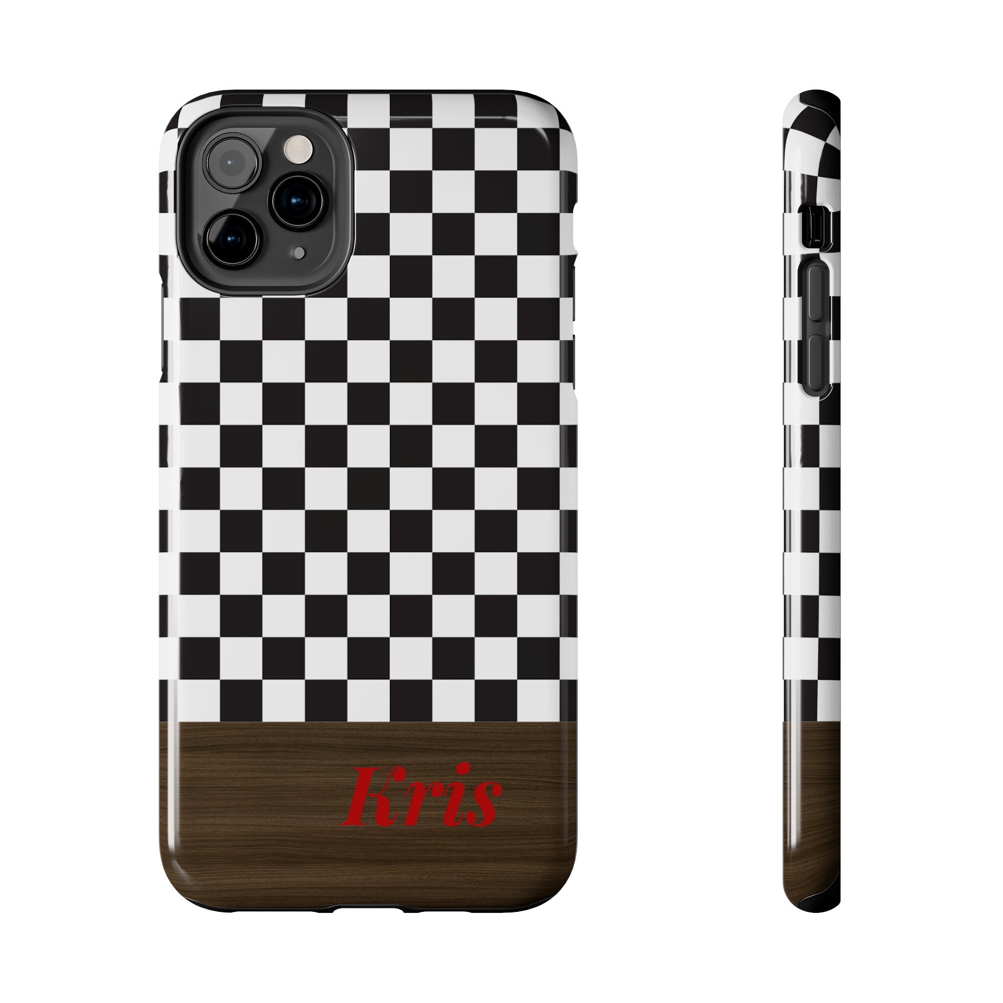 Personalized Checkerboard iPhone Case, Black and White Phone Case ...