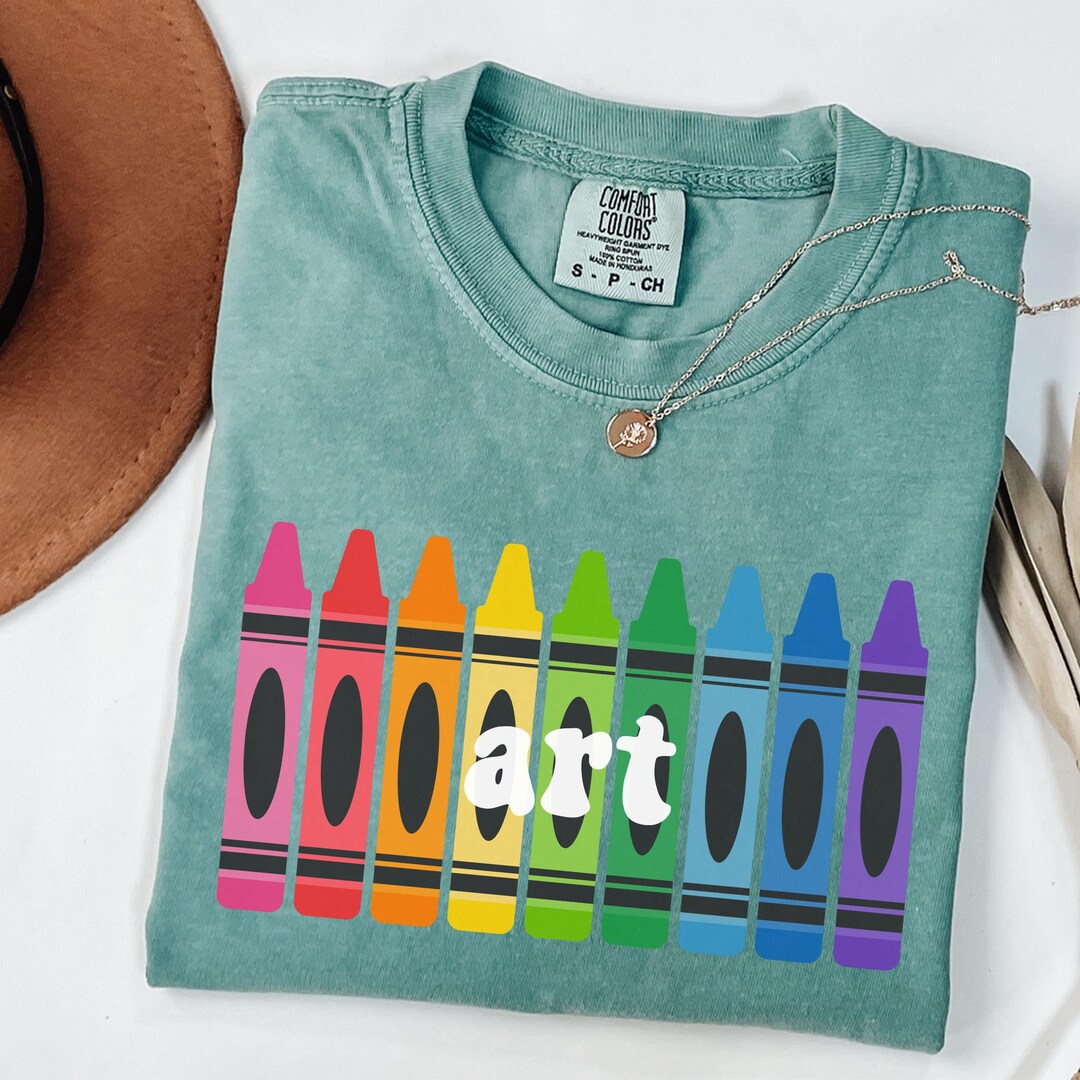 Comfort Colors® Customized Art Teacher Crayon Shirt, Teacher Team Grade Shirt, Custom Teacher ...