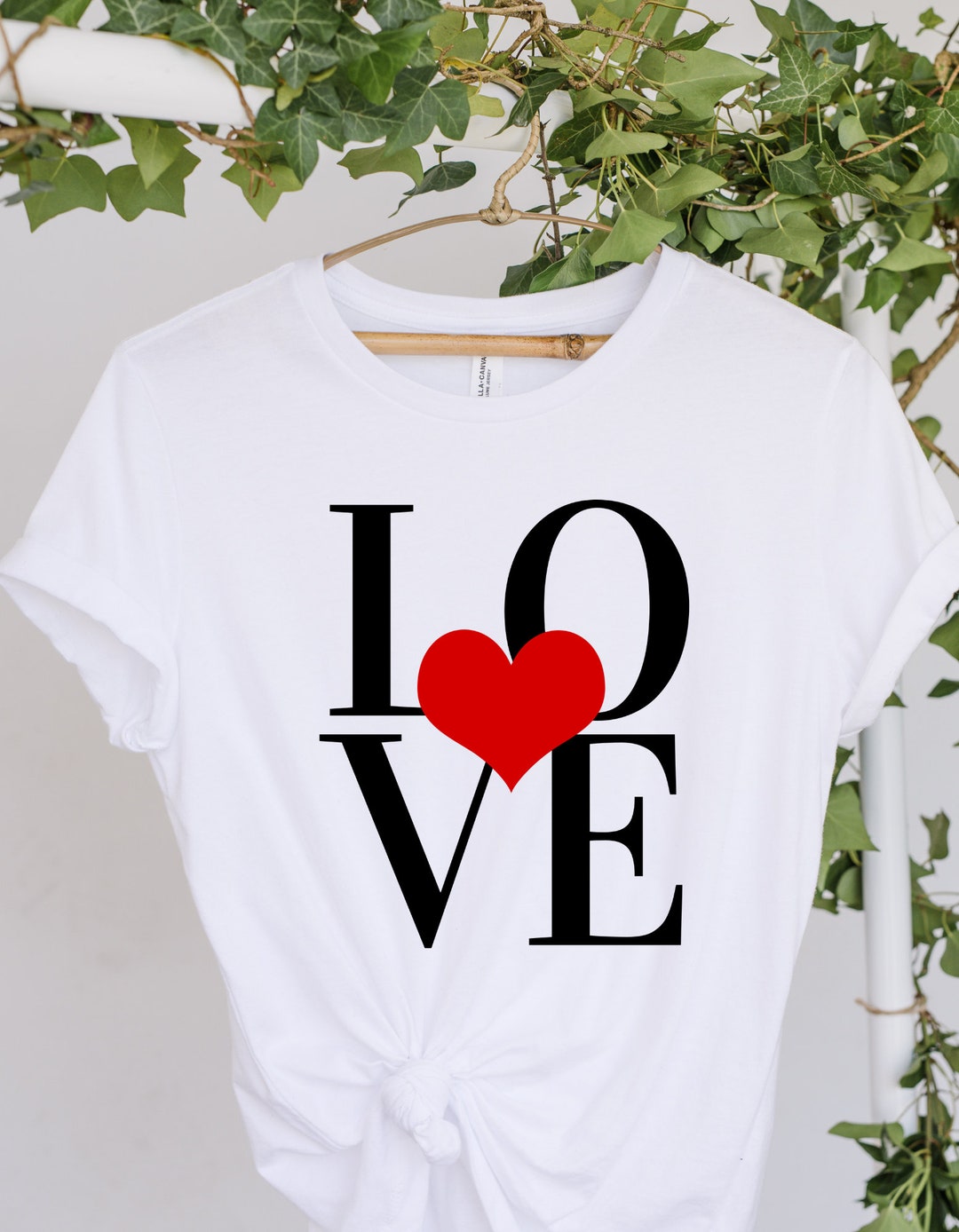 Valentine's Day Red Heart T-shirt White, Love Heart Coffee Tee, T-shrit ...