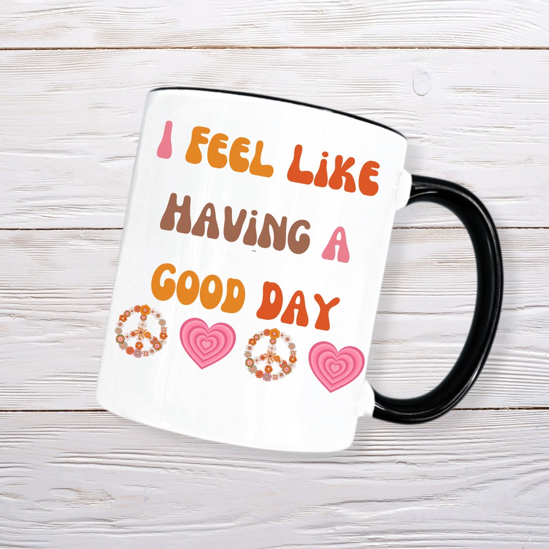 Good Vibes Boho Coffee Mug, Peace Sign Heart Coffee Mug, Gift Coffee ...
