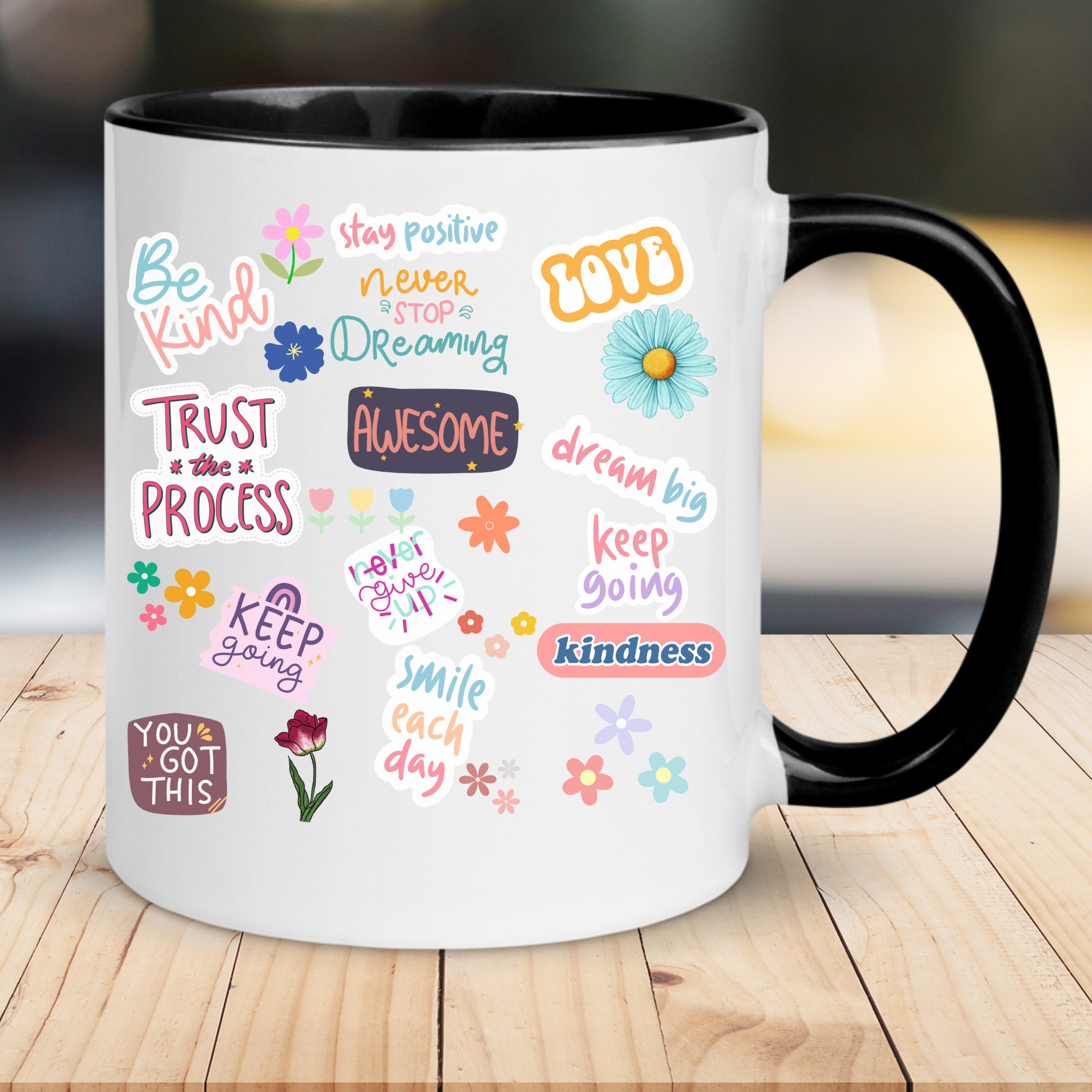 Positive Affirmations Coffee Mug, Cute Flower Inspirational Coffee Mug ...