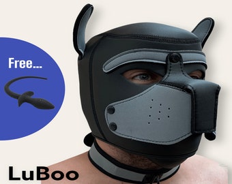 Leather Dog Mask Puppy Cosplay Pup Role Play With - Etsy
