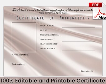 Letter of Authenticity Template - Etsy