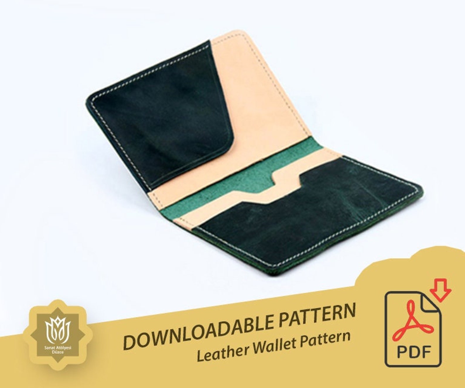 Leather Wallet PDF Pattern, Downloadable Minimalist Leather Double ...