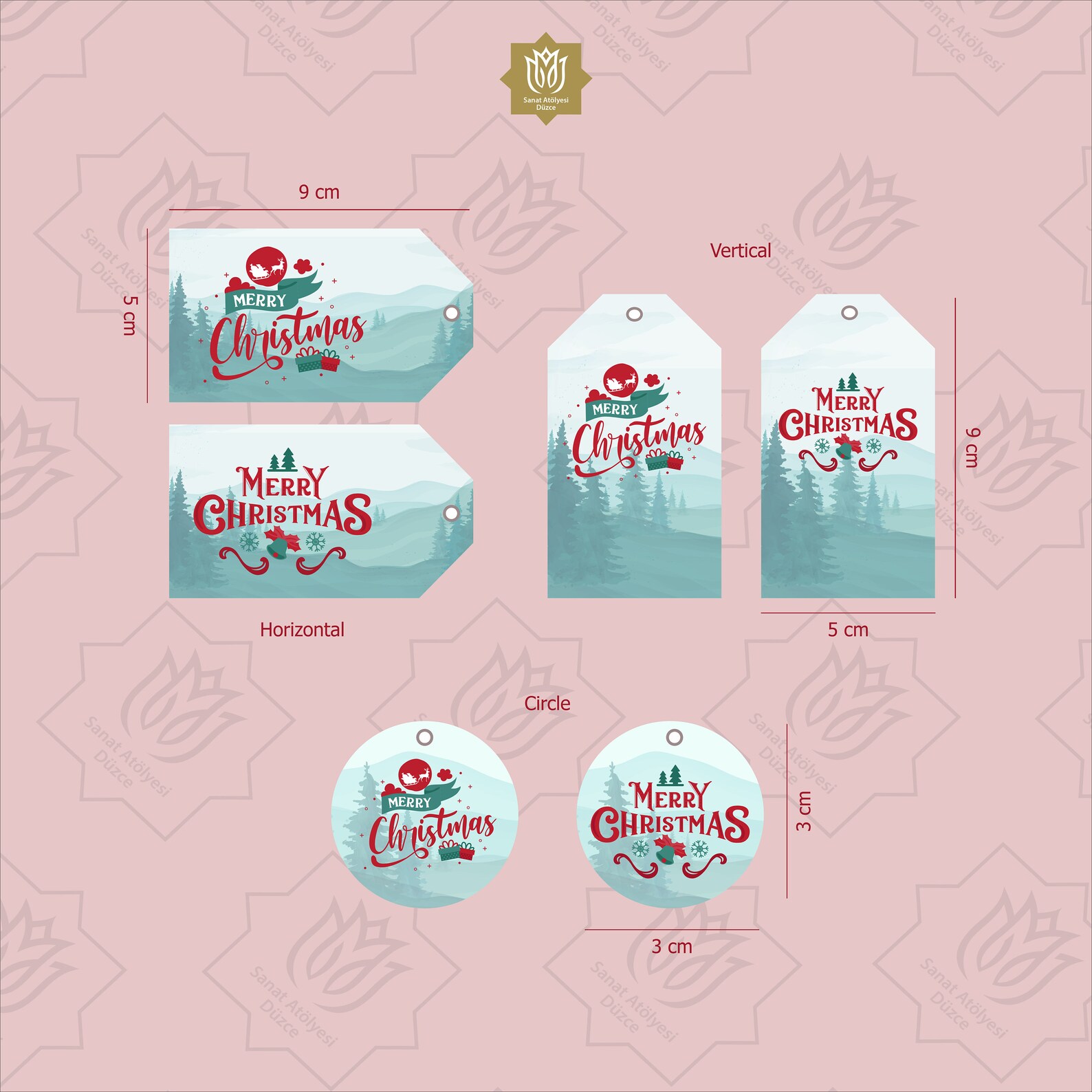 Merry Christmas Tags PDF, 6 Different Digital Designs for Merry ...