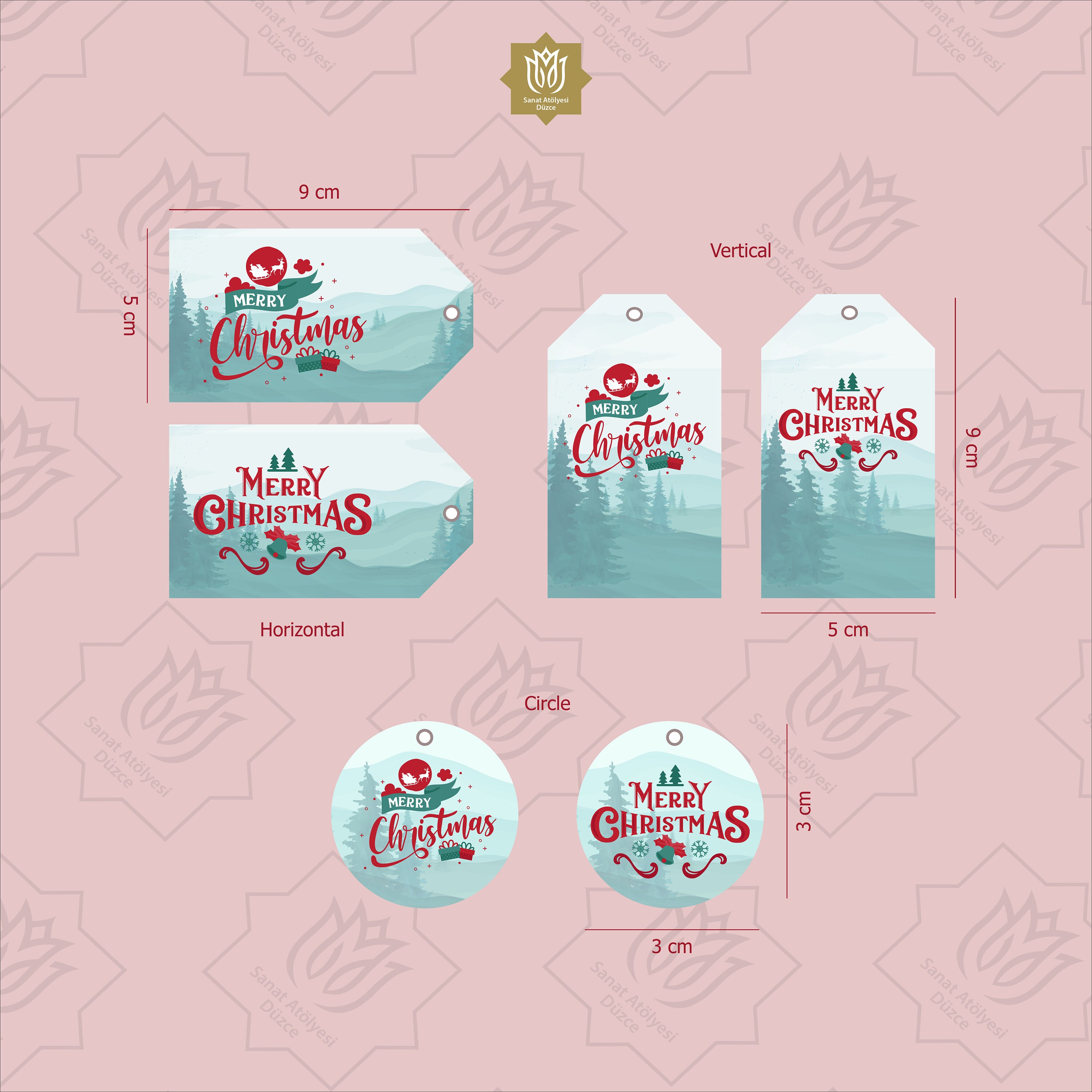 Merry Christmas Tags PDF, 6 Different Digital Designs for Merry ...