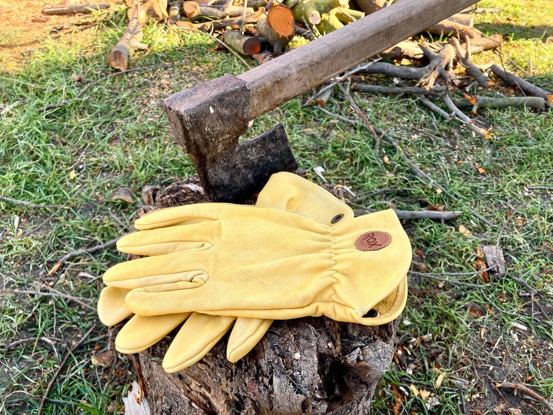 Premium Leather Bushcraft Gloves, Crafted for Nature: Durable Leather ...